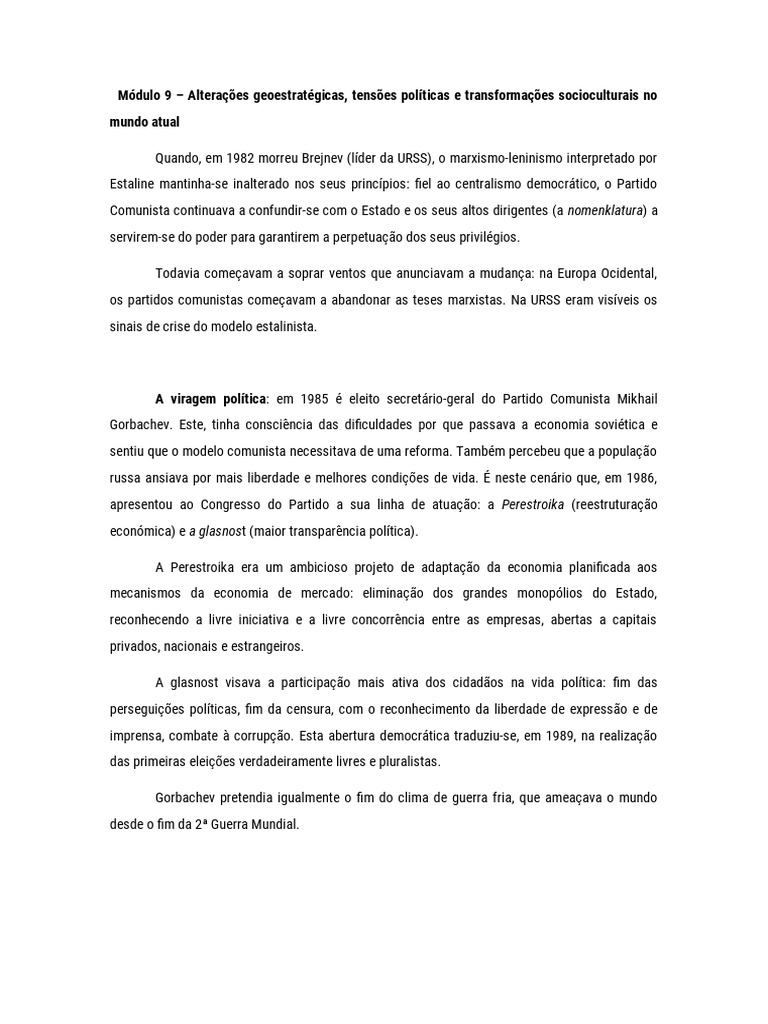 Resumos Hist Modulo 9 | PDF | União Europeia | Timor Leste