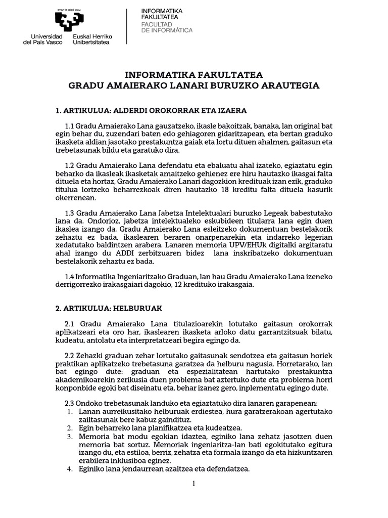 Normativa TFG Eus | PDF