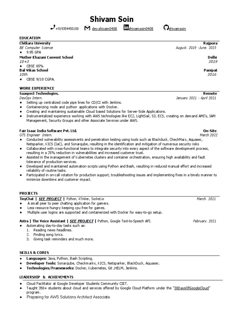 Shivam CV | Download Free PDF | Cloud Computing | Amazon Web Services