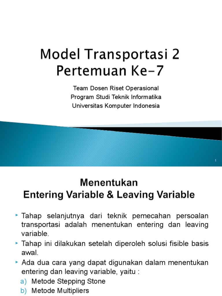 Pertemuan 7 Model Transportasi 2 | PDF