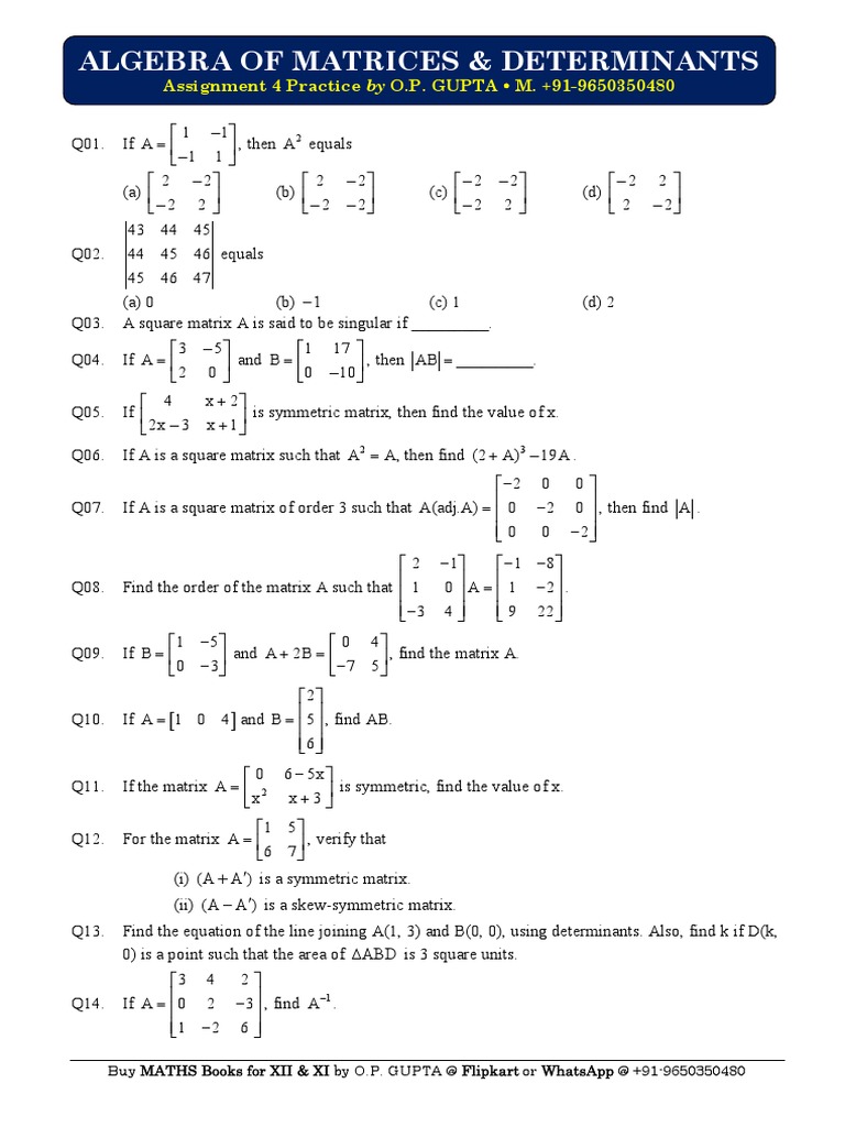 A4P-Matrices & Determinants | PDF | Matrix (Mathematics) | Determinant