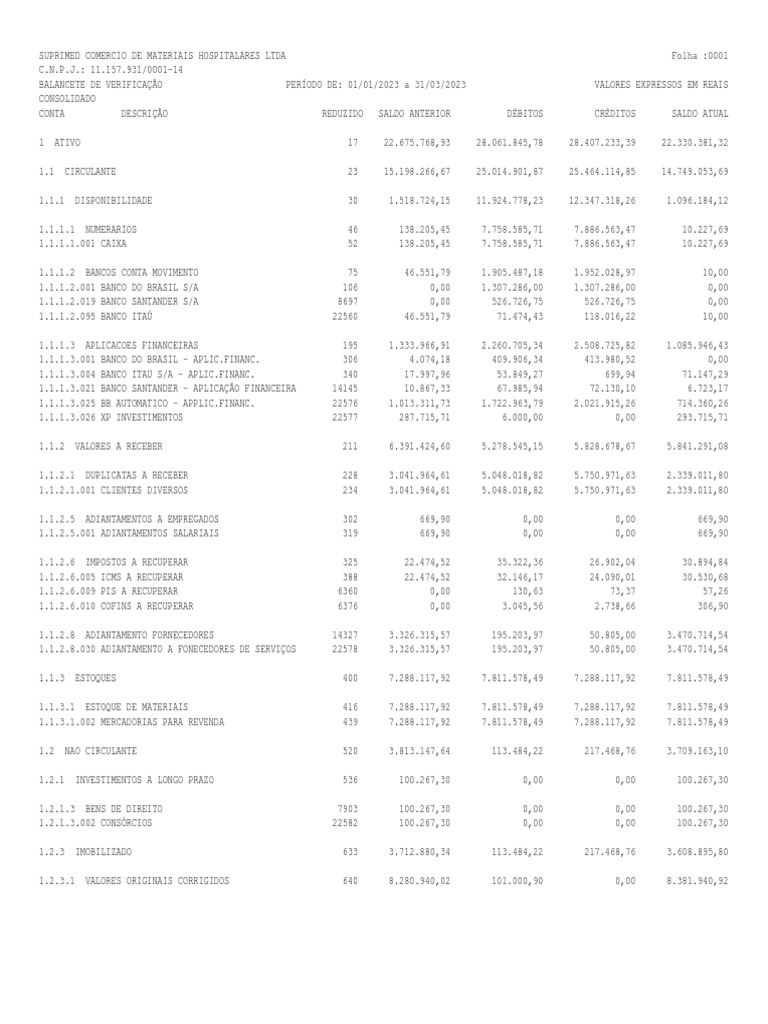 Modelo Balancete | PDF | Economias | Bancos