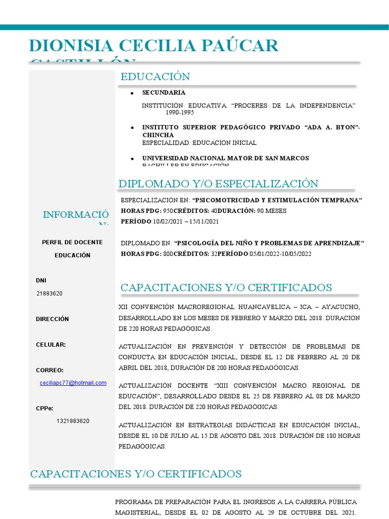 CV Cecilia Paucar | PDF