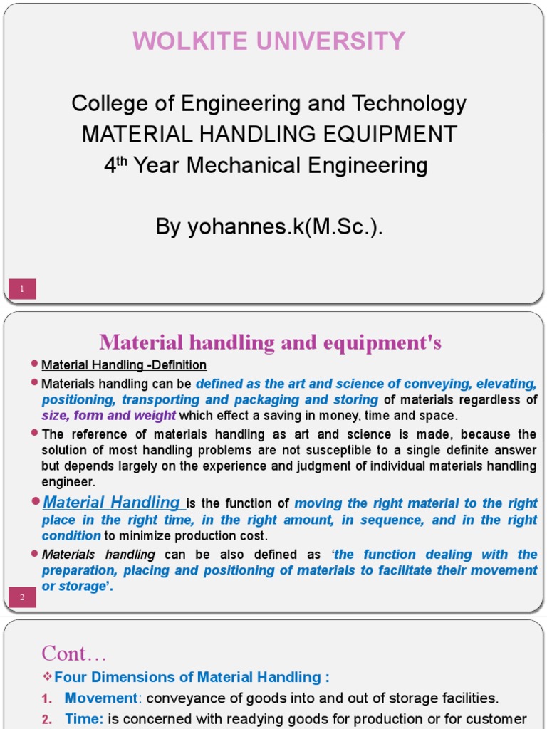 Material Handling Equipment Overview | PDF | Crane (Machine) | Elevator