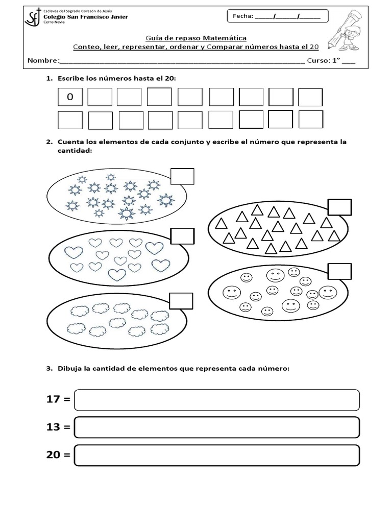 Guiia de Repaso Números Hasta El 20 | PDF