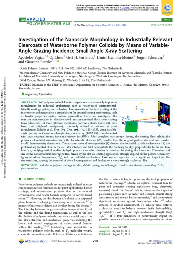 Vagias Et Al - ACS Appl Pol Mat 2019 - Investigation of The Nanoscale Morphology in Industrially ...