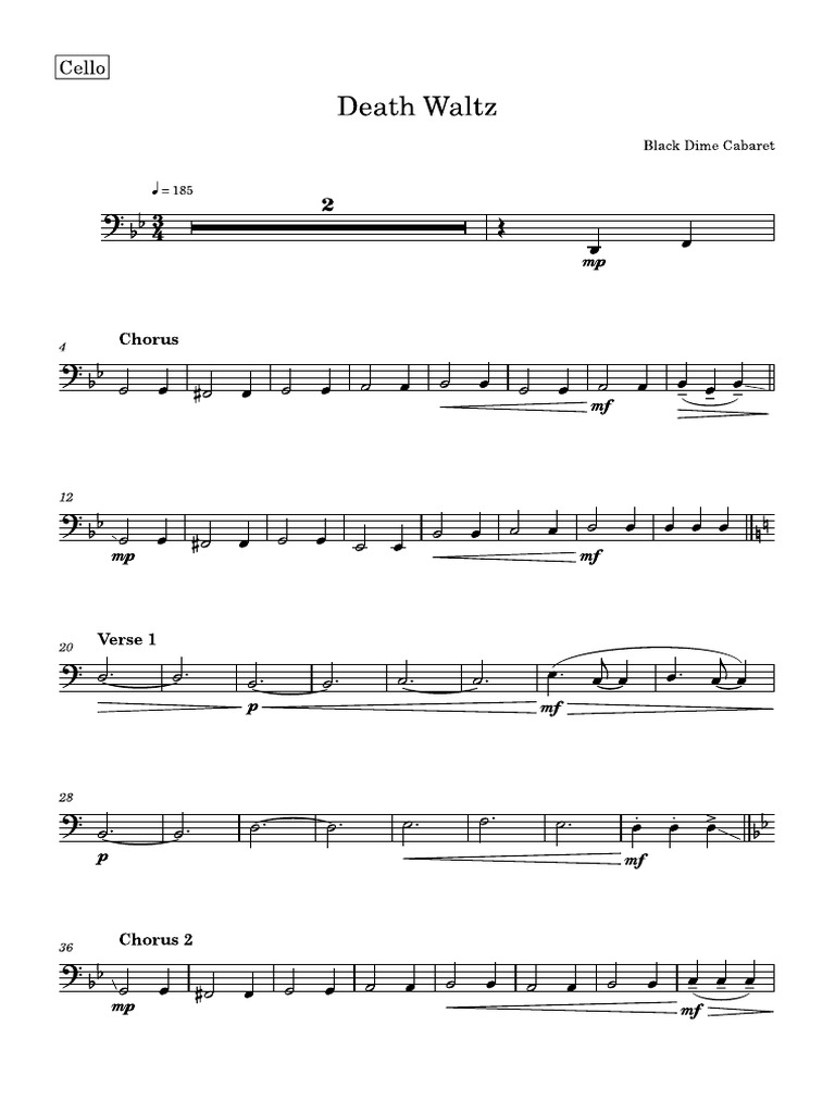 Death Waltz - Black Dime Cabaret (Cello) | PDF