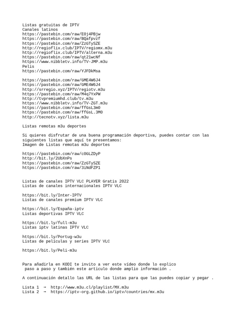 Listas IPTV Gratuitas y Canales Latinos | PDF | Informática