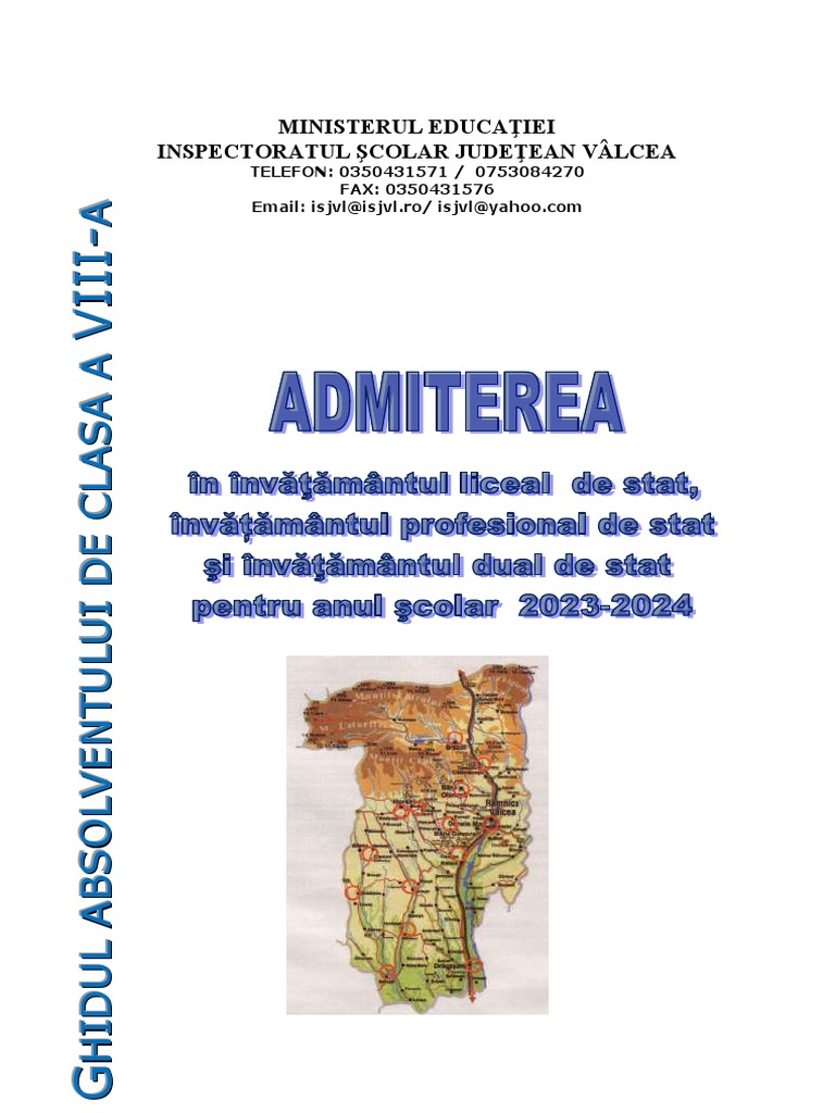 Brosura Admitere VALCEA 2023-2024 | PDF