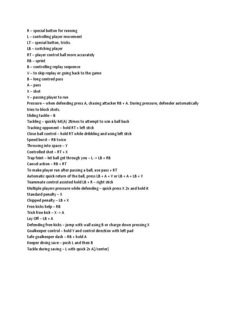 Pes 17 Controls | PDF