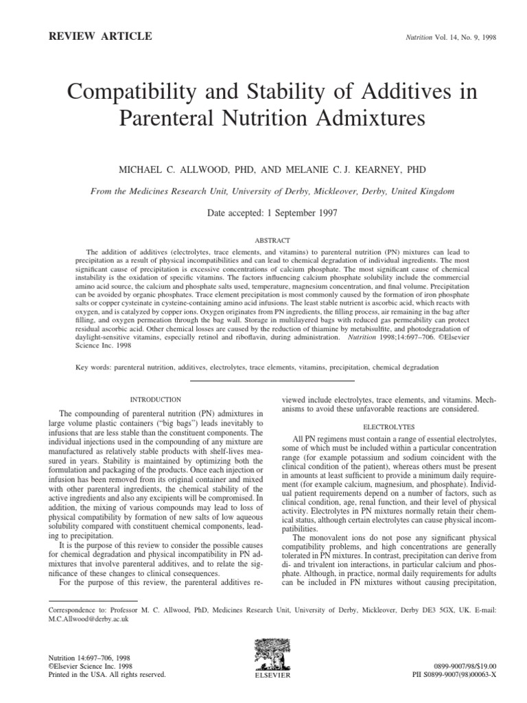 Compatibility and Stability of Additives in NP | PDF | Salt (Chemistry ...
