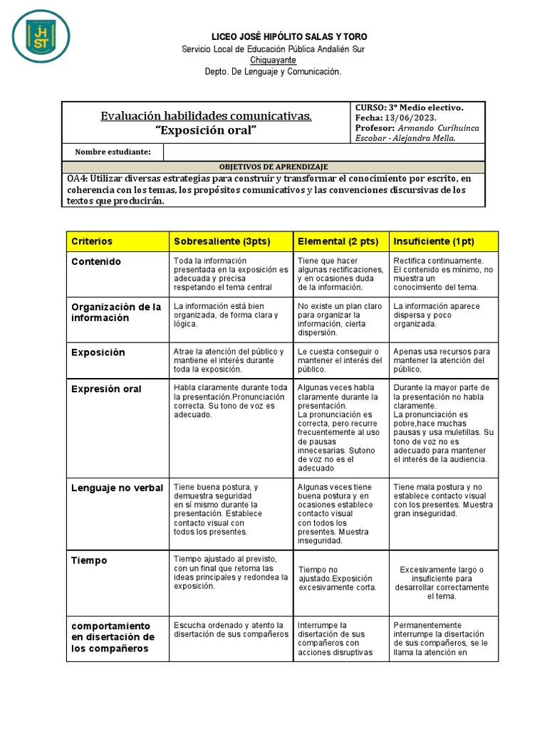 Rúbrica para Disertación | PDF | Aprendizaje | Lingüística
