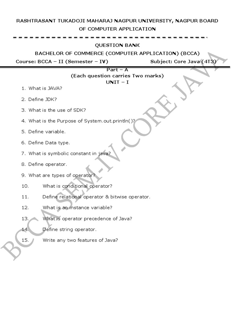 Updated Question Bank For Core Java 2022 | PDF | Method (Computer Programming) | Java ...