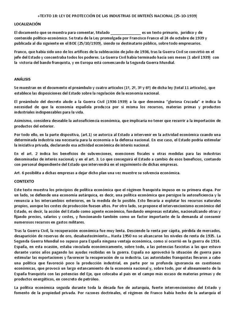 Texto 18 - Ley de Protección Industrias Interés Nacional | PDF | España ...