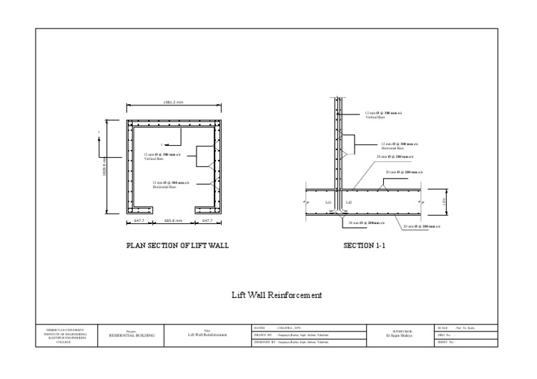 Lift Wall Reinforcement Details | PDF