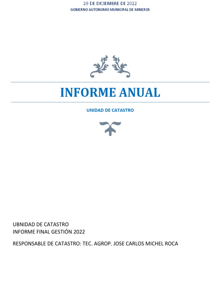 Informe Anual Direccion de Catastro 2018 | PDF | La carretera | Urbanismo