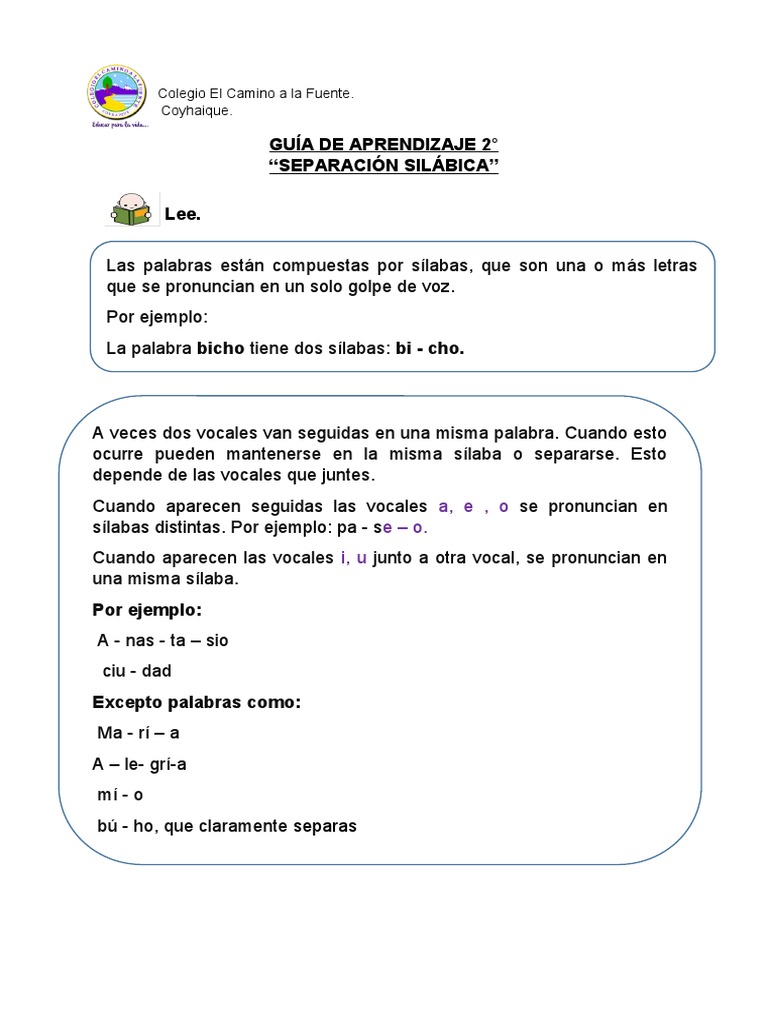 Guía de Separación Silábica | PDF