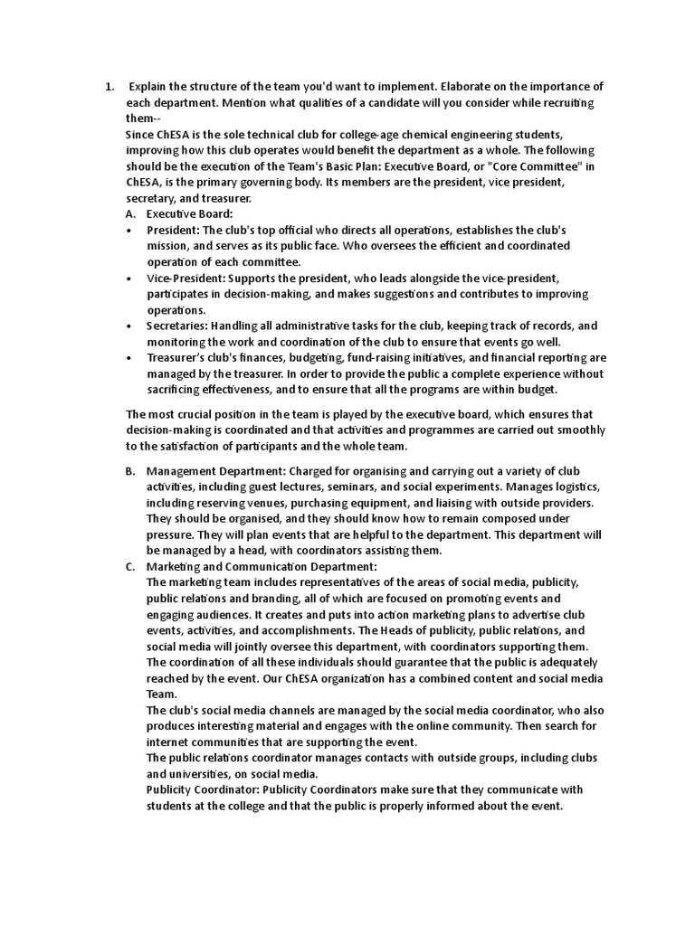 Team Structure and Event Planning Guide | PDF | Business