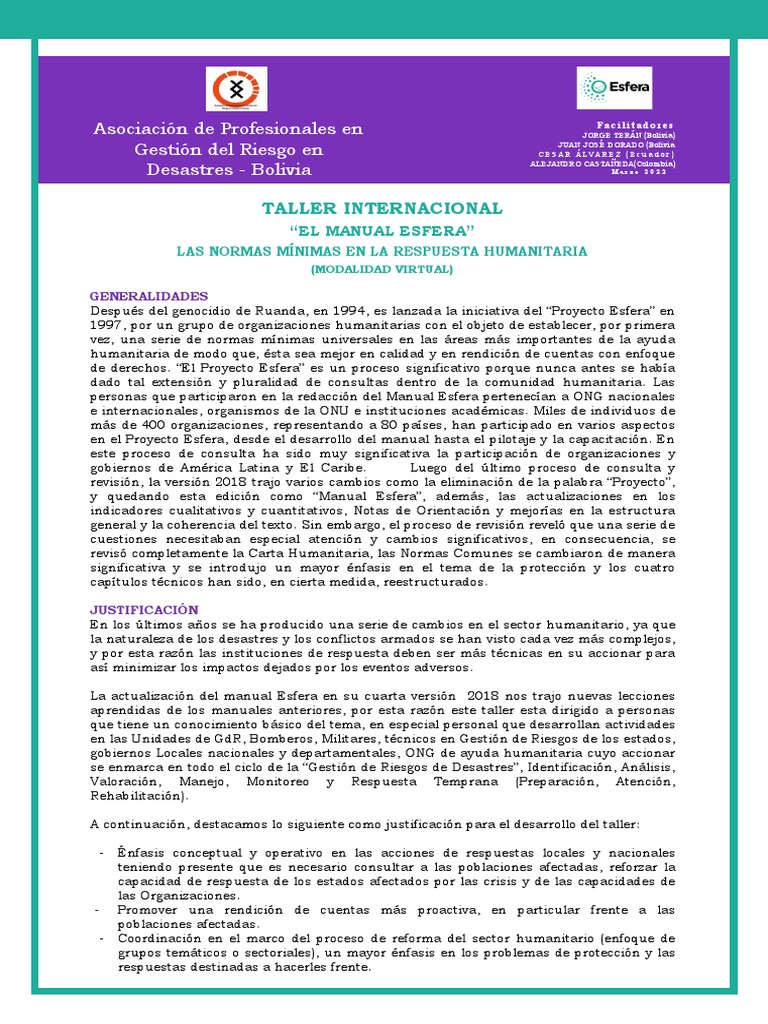 Taller Virtual sobre el Manual Esfera | PDF