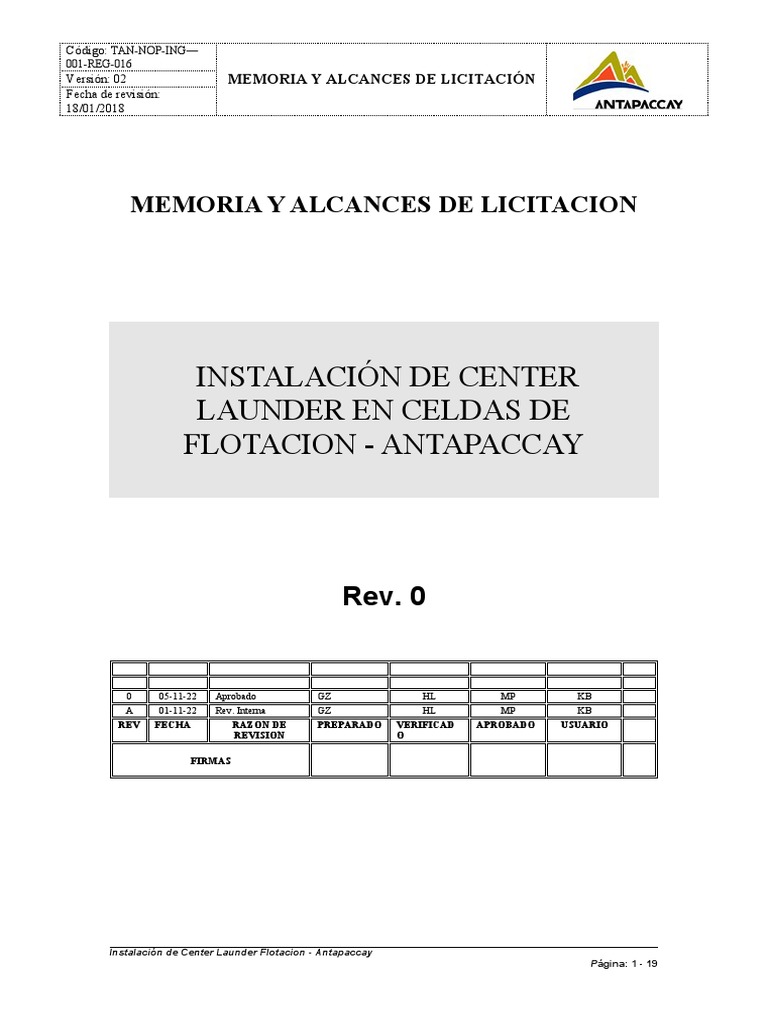 Memoria y Alcances Instalación de Center Launder Metso (1) | PDF | Espuma