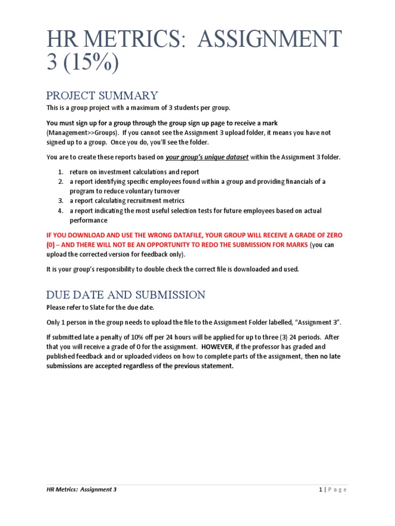 HR Metrics-Assignment 3 | PDF