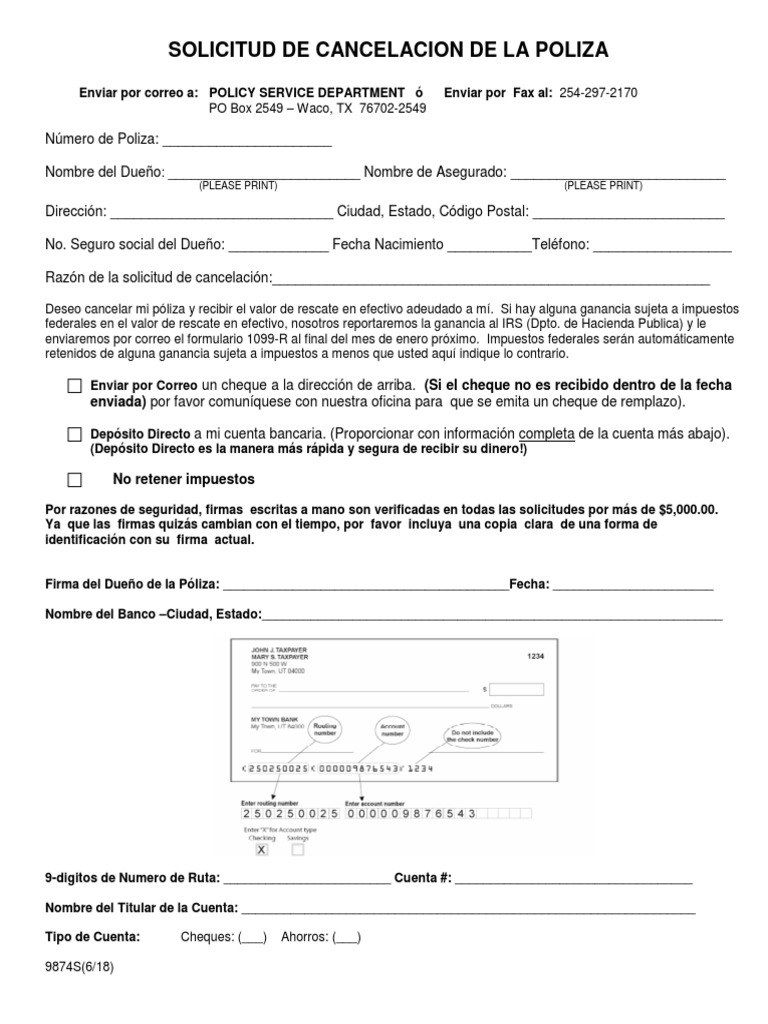 Cancellation Request Form - Spanish | PDF