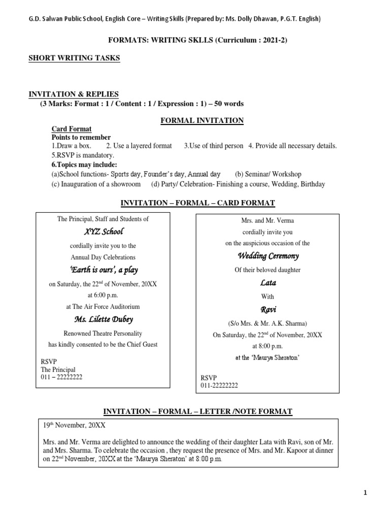 Writing Skills Formats_2020-2022 Rationalised_TERM2-1 | PDF