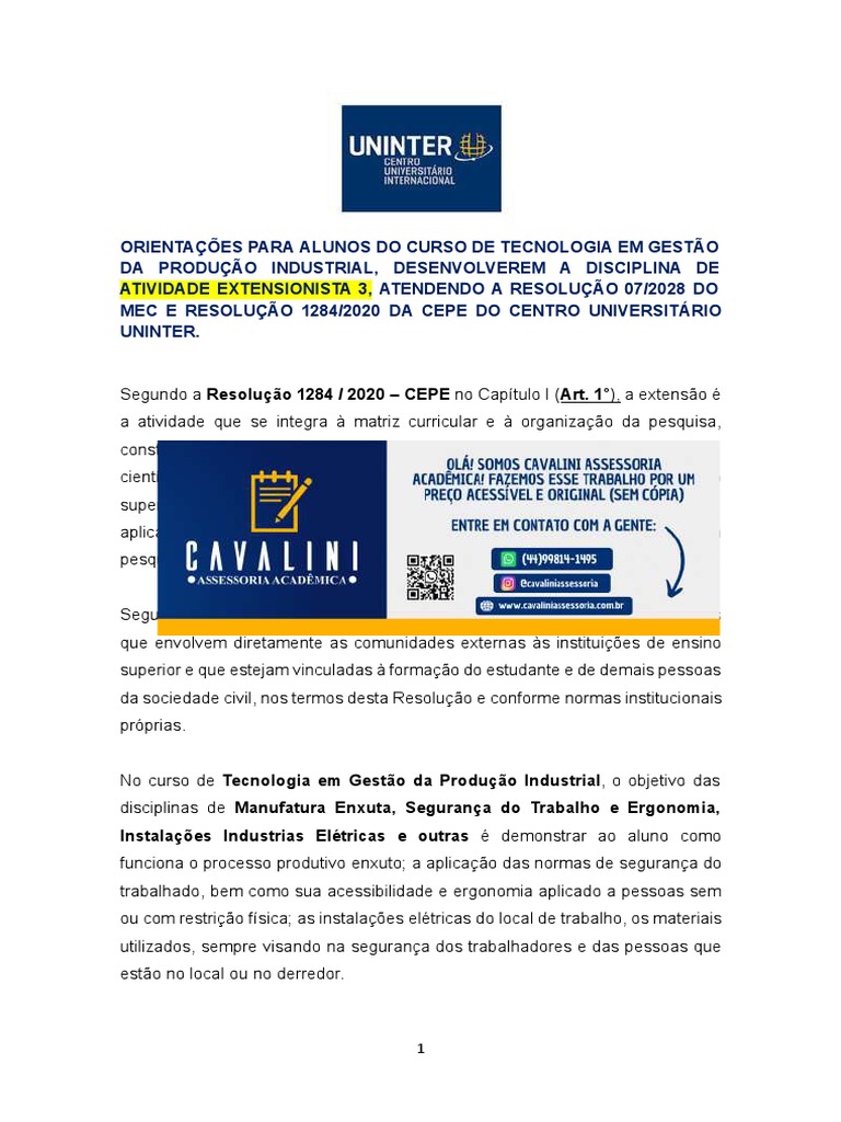 Atividade Extensionista 3 - Uninter | PDF