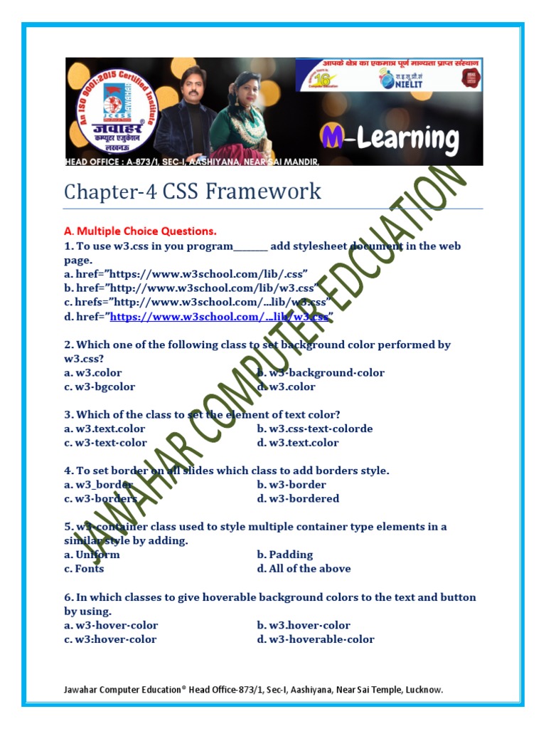 Ch-4-Css-framework MCQ Eng | PDF