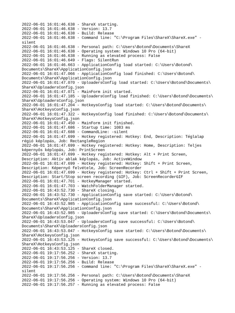 ShareX Log 2022 06 | PDF | Keyboard Shortcut | Command Line Interface