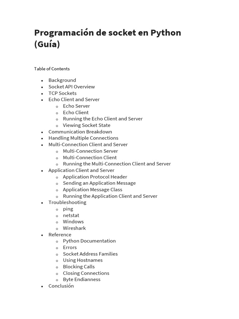 Programación de Socket en Python - PARTE - 1 | PDF | Zócalo de red | Protocolo de Control de ...