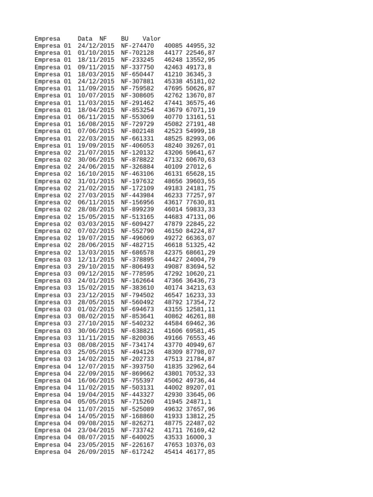 (TXT) Arquivo TXT Texto para Colunas | PDF