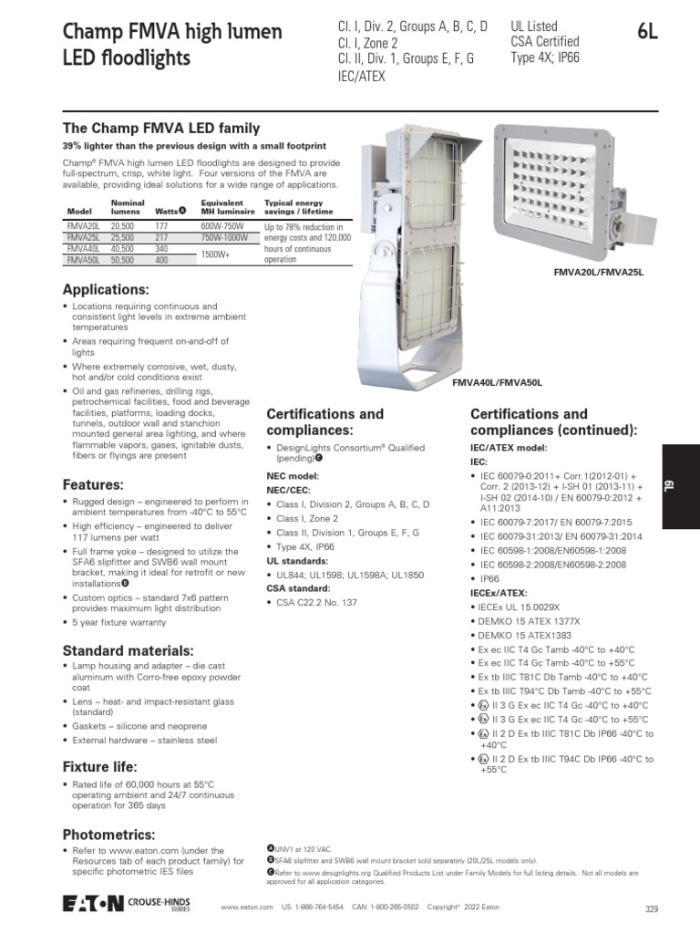 Crouse Hinds Fmva Led Highlumen Catalog Page | PDF
