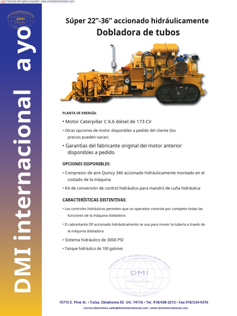 DMI Super 22-36 Pipe Bending Machine | PDF | Tanques | Bienes manufacturados