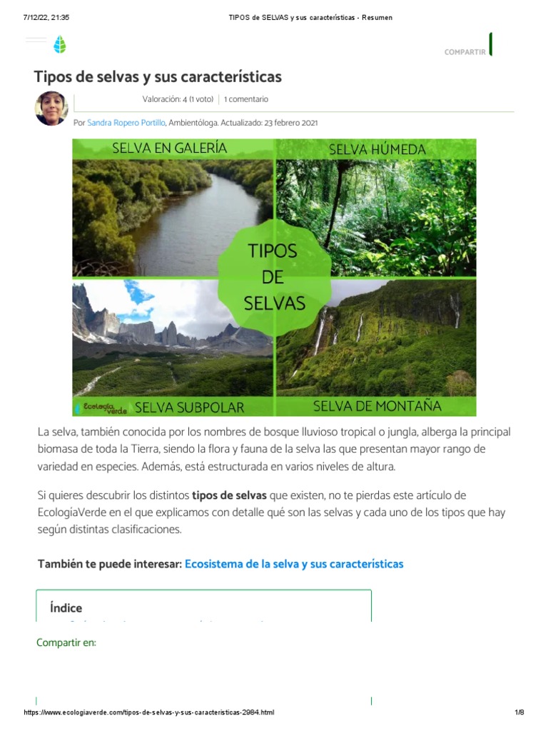 Tipos y características de selvas | PDF