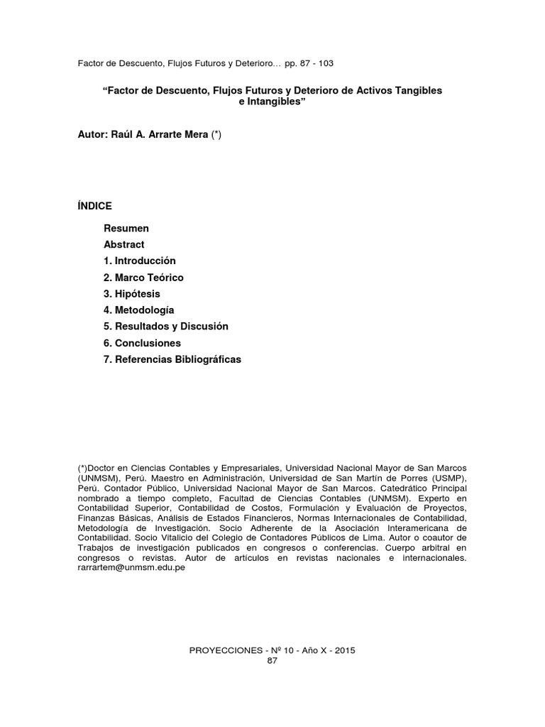 Factor de Descuento y Deterioro de Activos | PDF