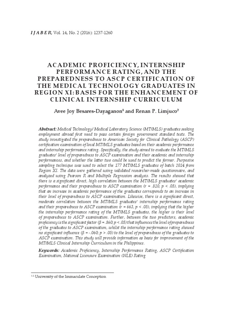 Academic Proficiency Internship Performa | PDF