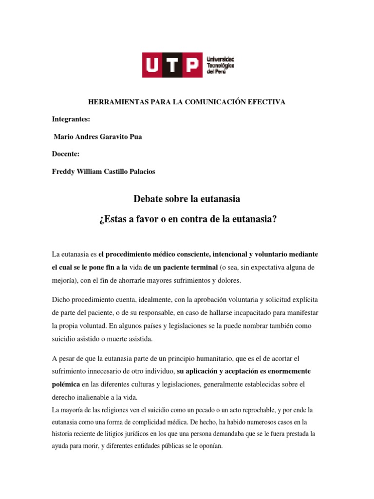 Debate de La Eutanasia | PDF