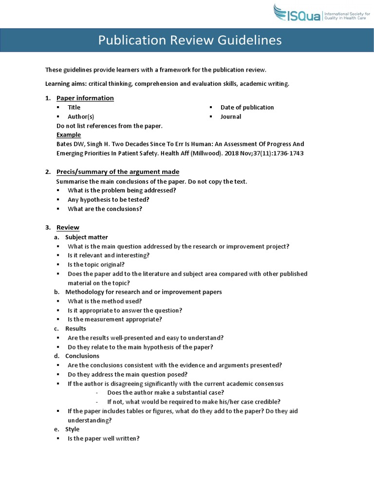 Publication Review Guidelines for Learners | PDF | Learning | Methodology