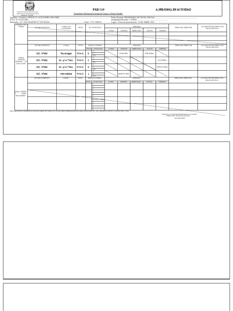 Formulario RH 119 | PDF