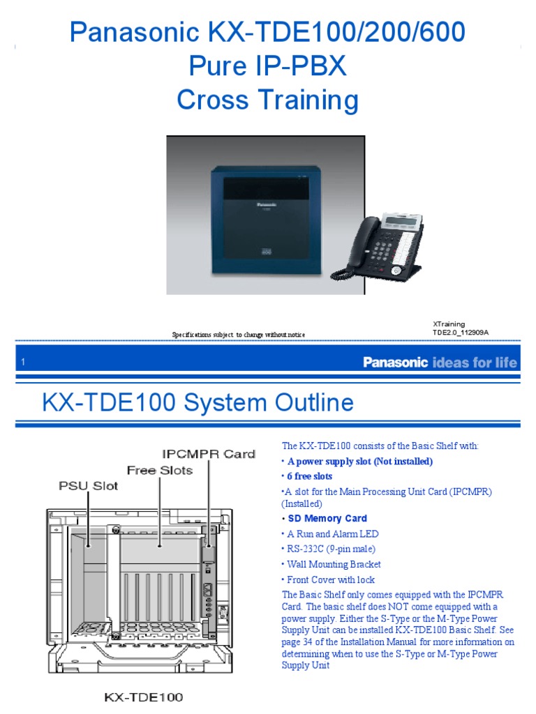 Panasonic KX TDE100 200 600 Pure IP PBX Cross Training Presentation | PDF