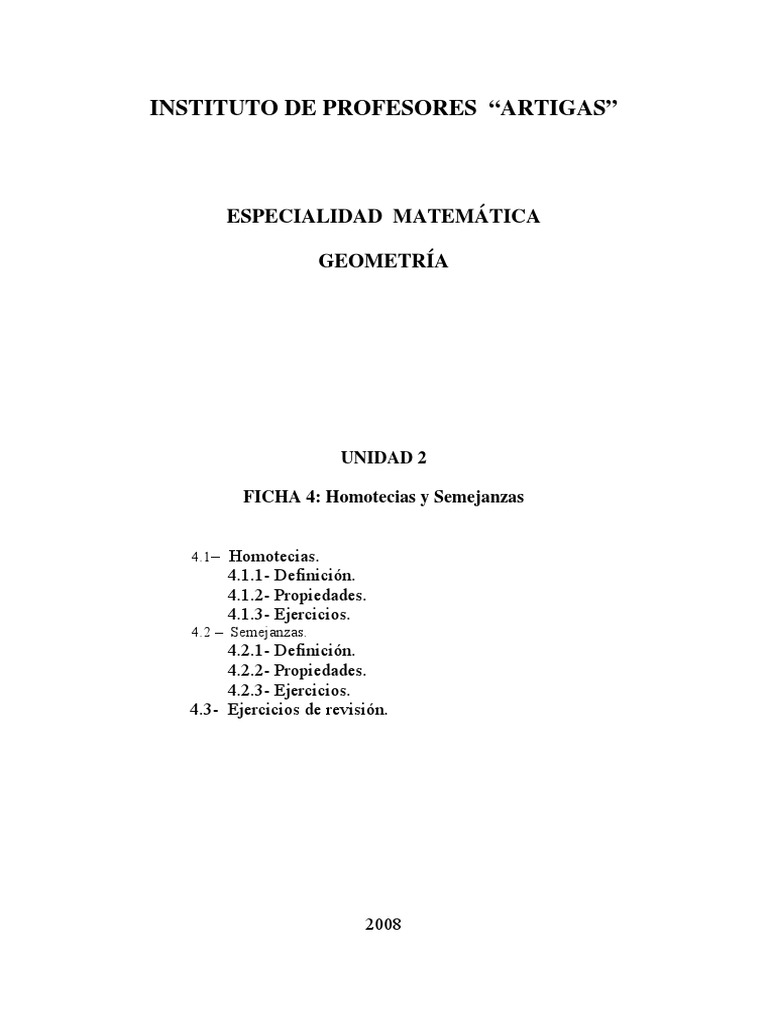 Unidad 2-Ficha 4-Homotecias y Semeja | PDF | Triángulo | Geometría del ...