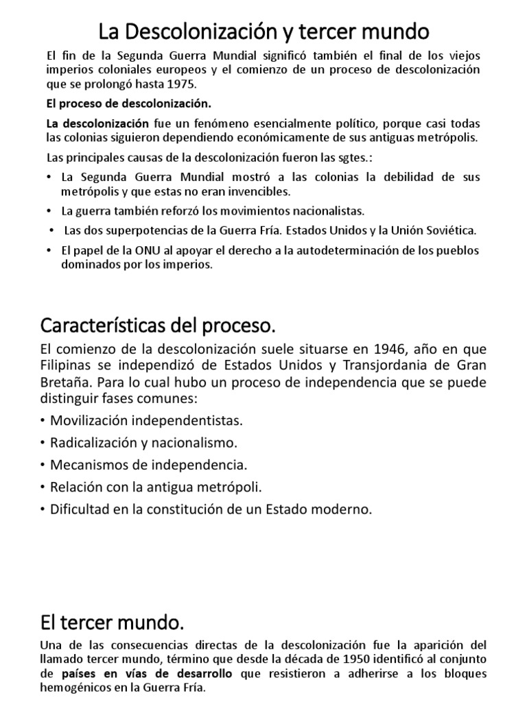 La Descolonización y Tercer Mundo | PDF | Política