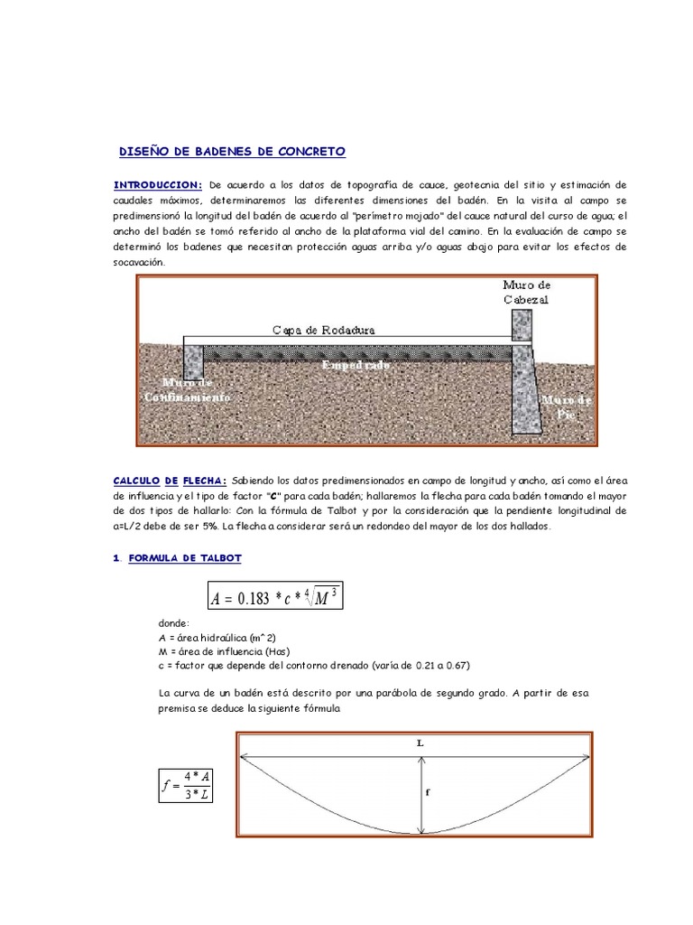 DISEÑO DE BADENES PAMPAHUASI | PDF