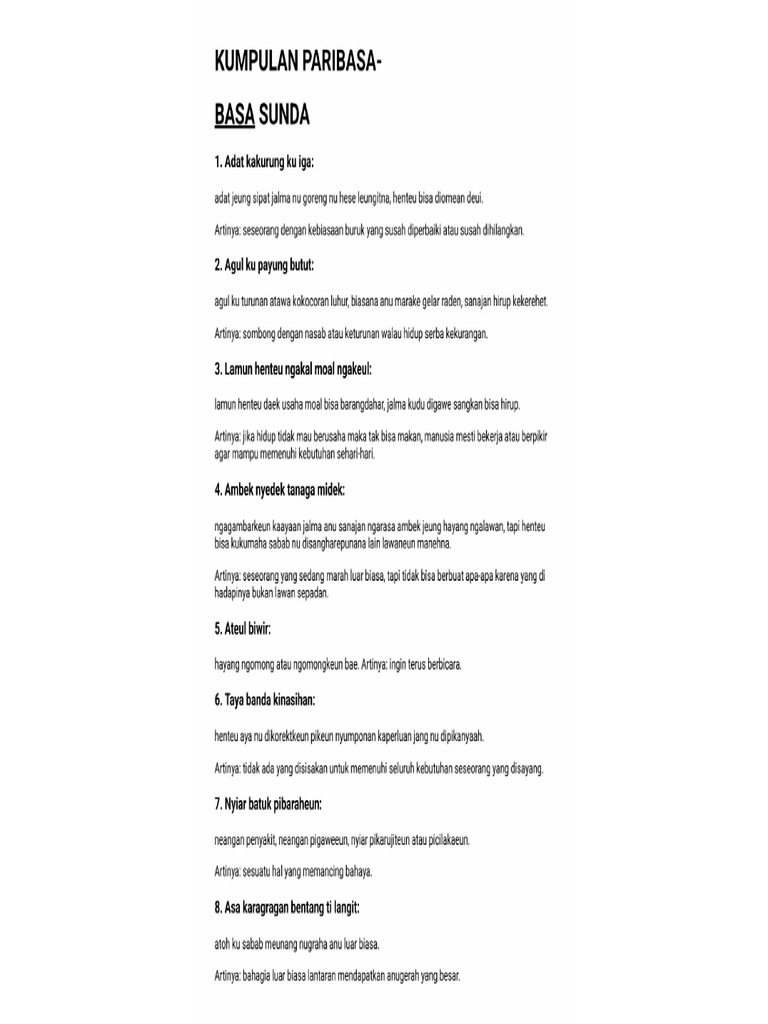 Kumpulan Paribasa Basa Sunda | PDF