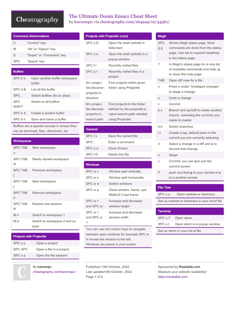 Karronqiu The Ultimate Doom Emacs Pdf Computer File Operating System Families