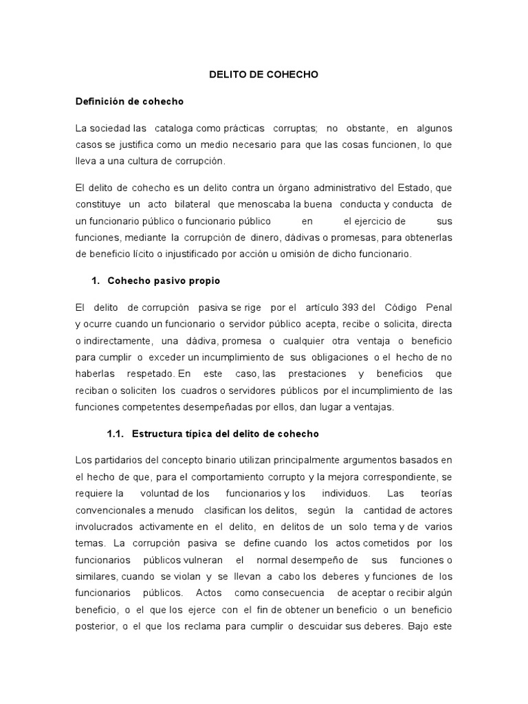 Cohecho: Delito y Tipologías | PDF