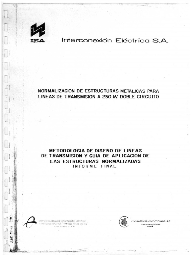 ISA 1989 Normalización de Estructuras Metálicas A 230 KV Doble Circuito ...