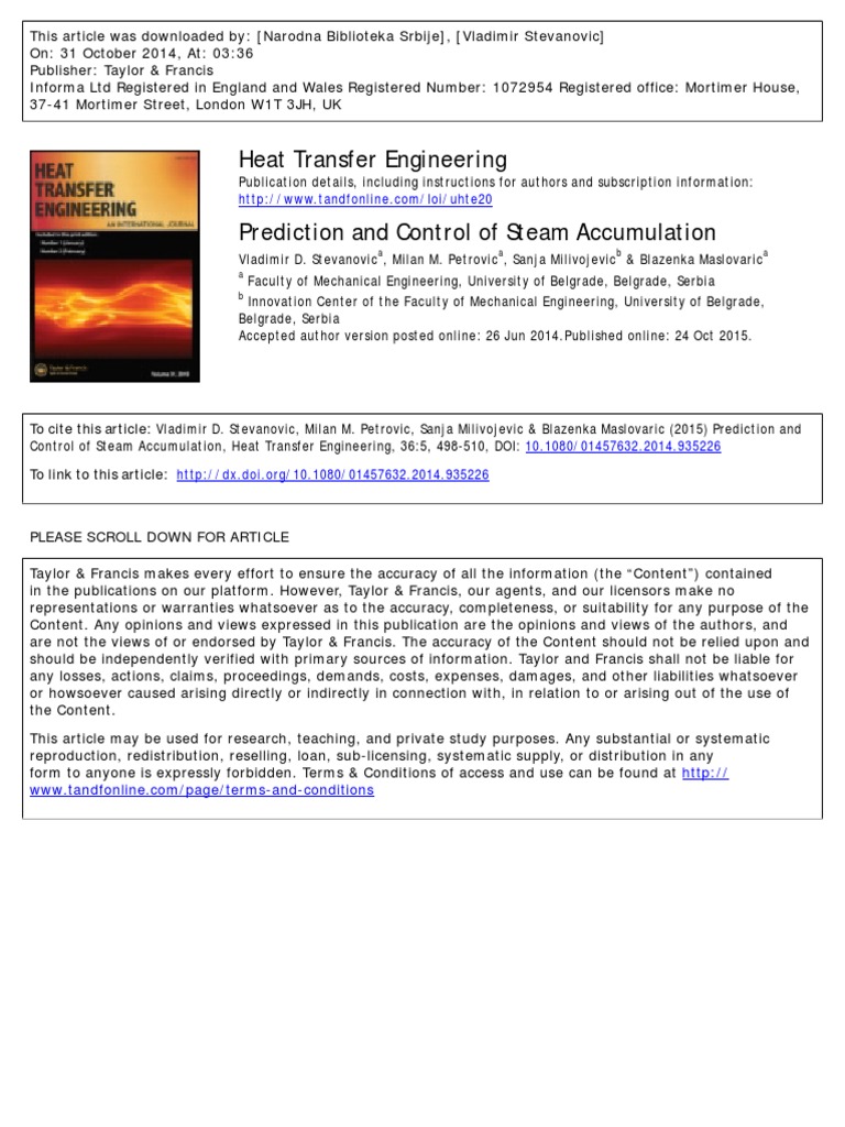 Heat Transfer Engineering | PDF | Steam | Non Equilibrium Thermodynamics