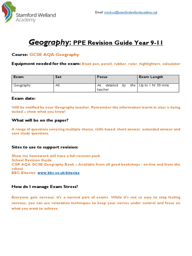 Geography Exam Revision Guide 2023 | PDF | Career & Growth | Self ...